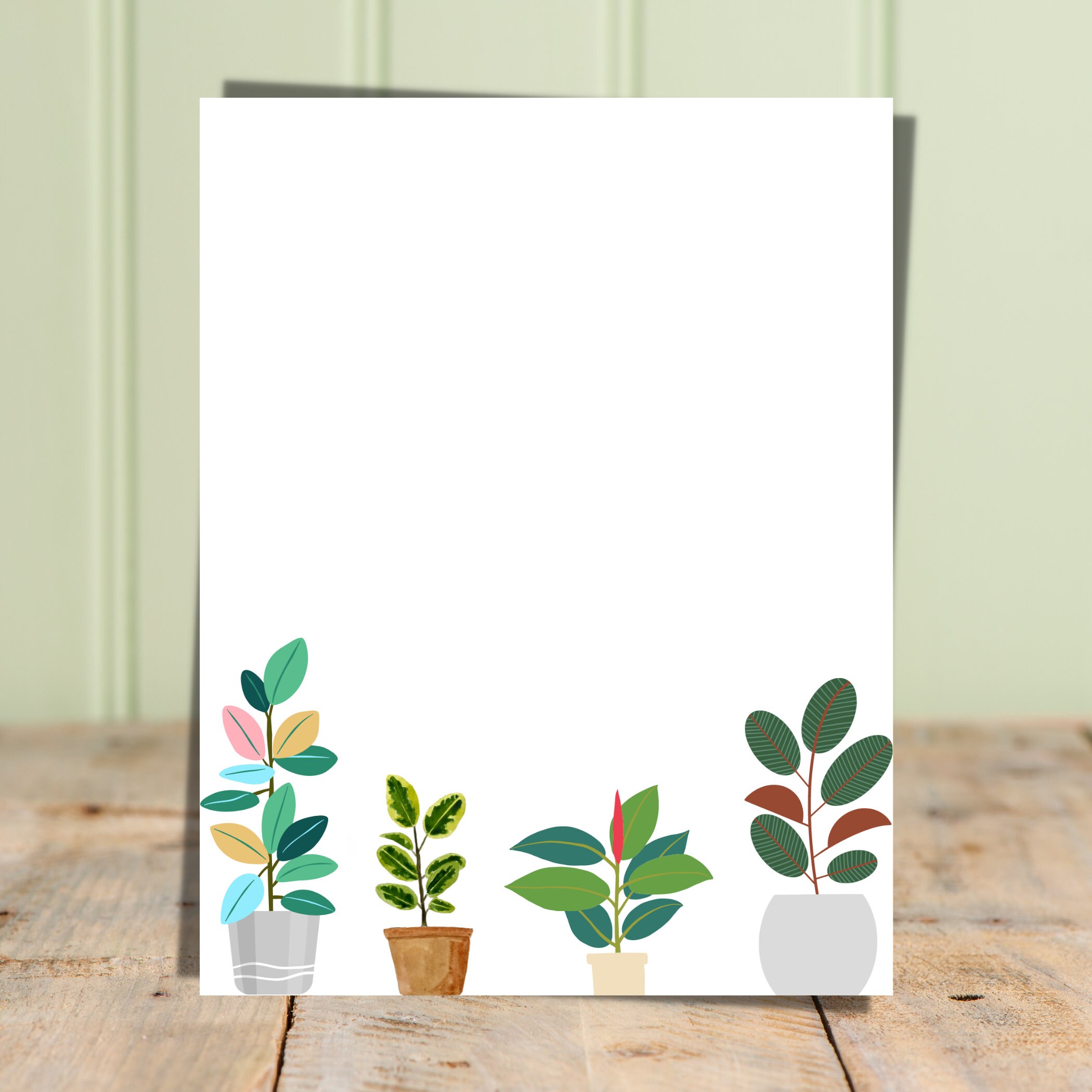 Plant and Leafy Printable Letter Paper, Line Sheet, Floral Printable ...