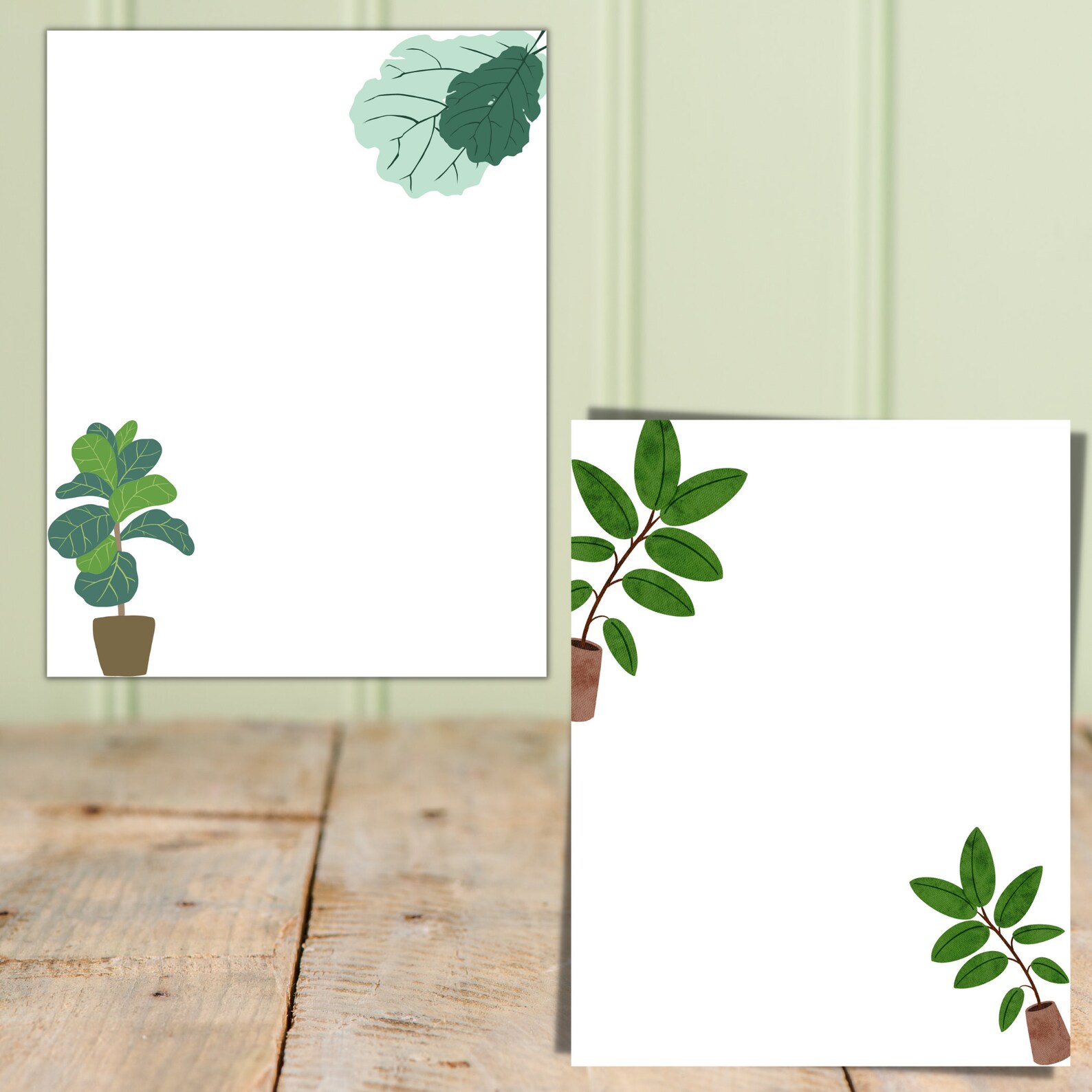 Plant and Leafy Printable Letter Paper, Line Sheet, Floral Printable ...