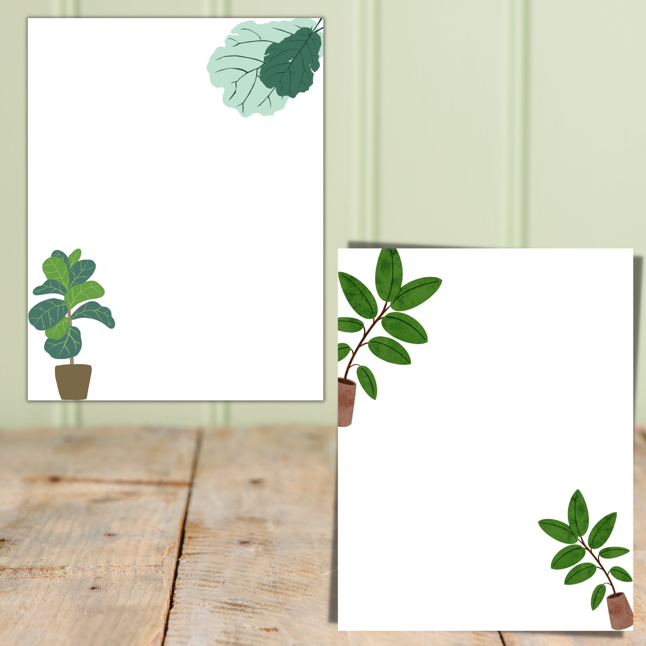 Plant and Leafy Printable Letter Paper, Line Sheet, Floral Printable ...