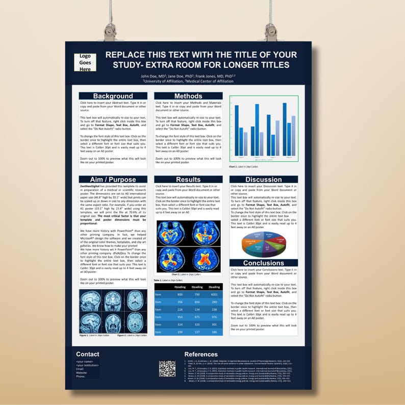 Academic Poster Template A0 Portrait | Editable Powerpoint for Research ...