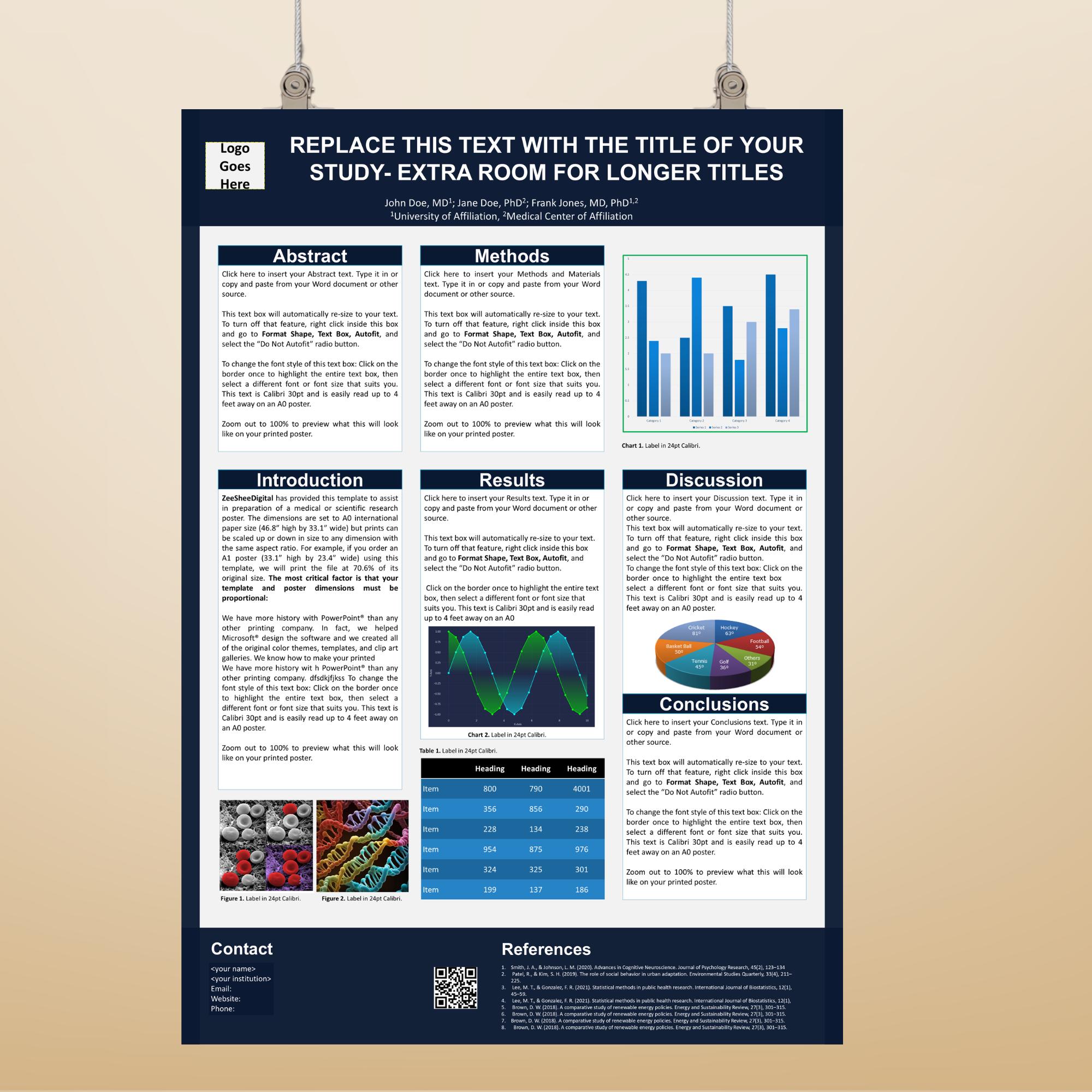 Powerpoint Research Poster Template A0 Portrait | Abstract Presentation ...