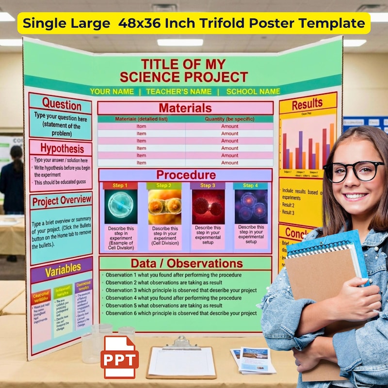 Science Fair Trifold Template - Etsy