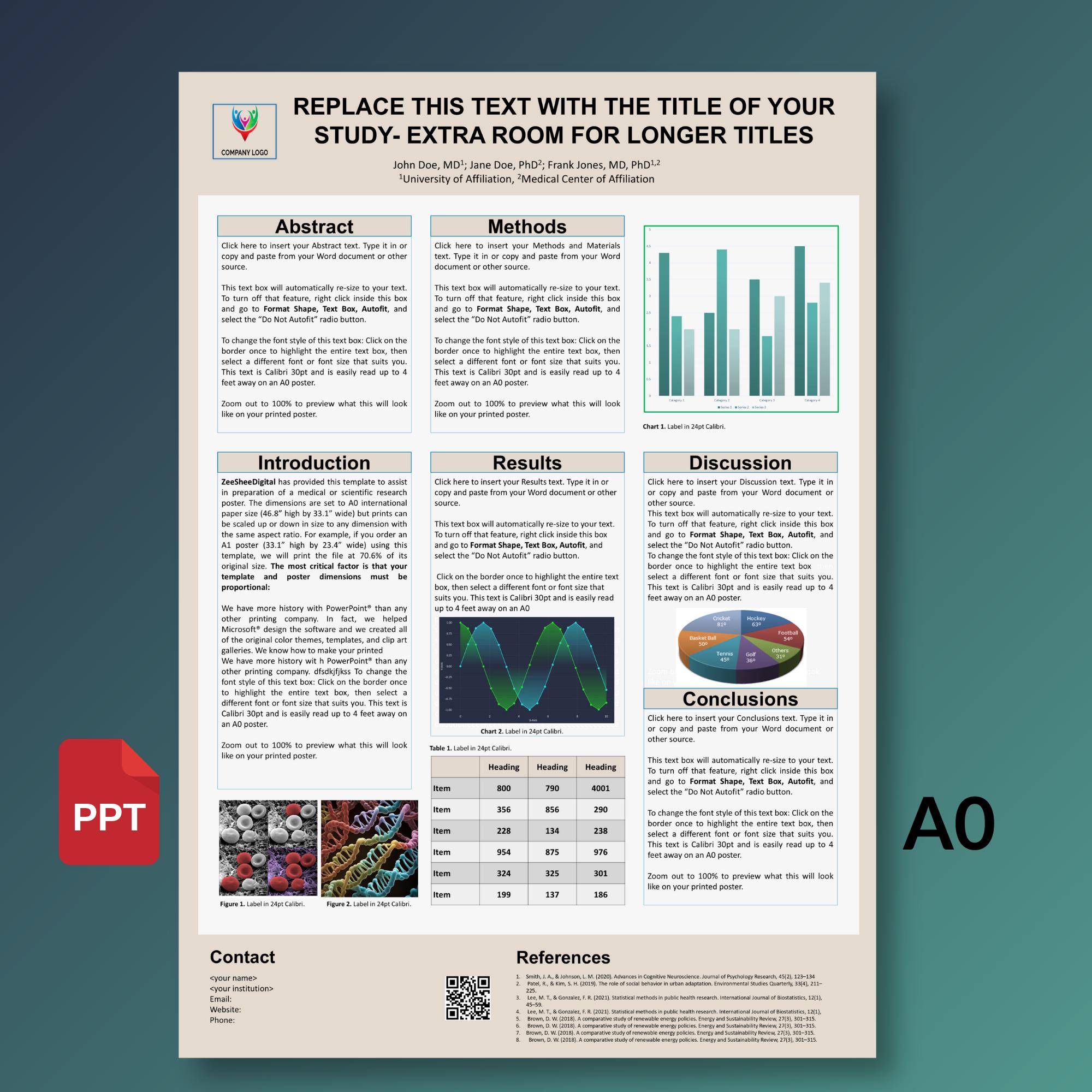 Research Poster Template A0 Portrait | Editable Powerpoint for Academic ...