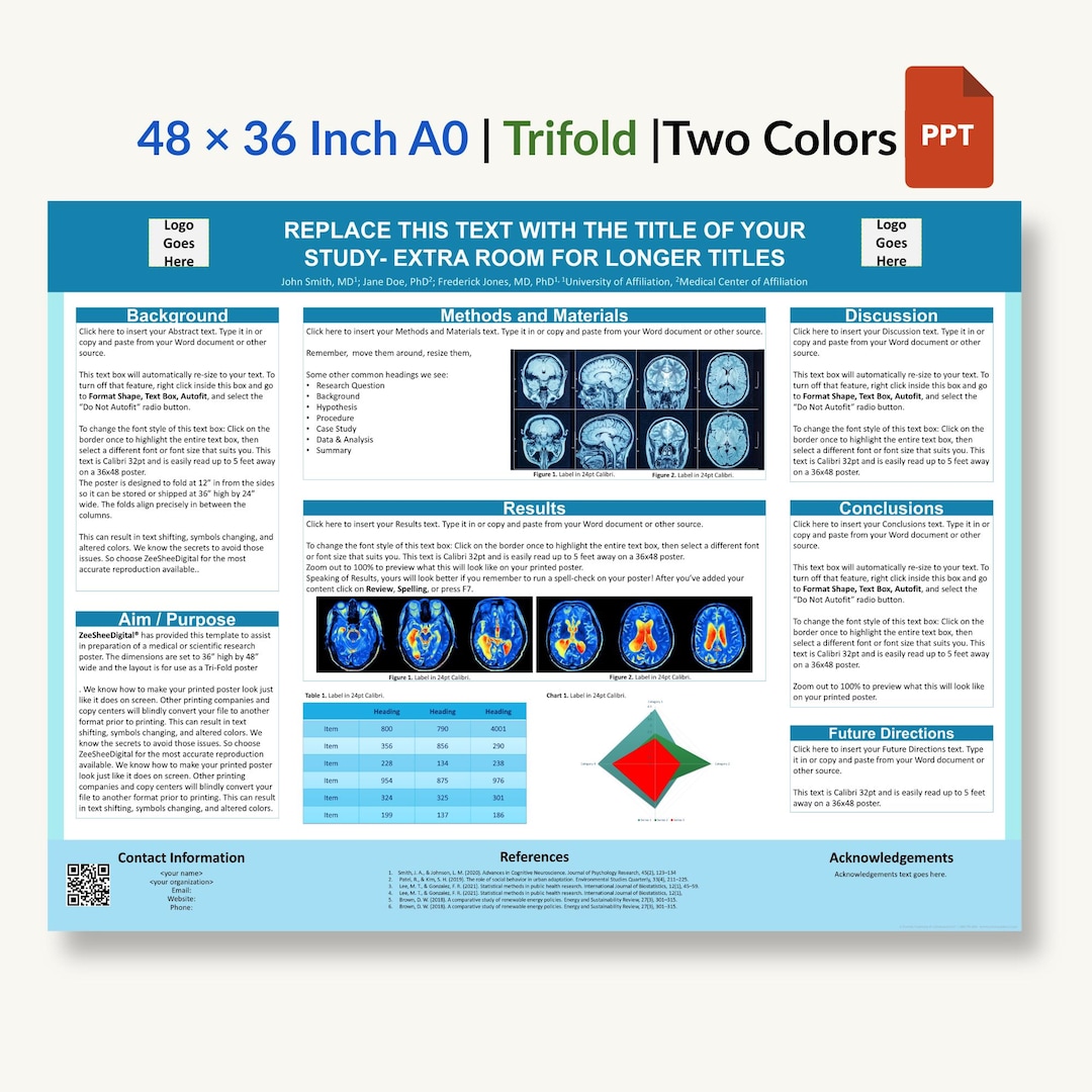 Academic Research and Medical Poster Template 48x36 A0 Landscape ...