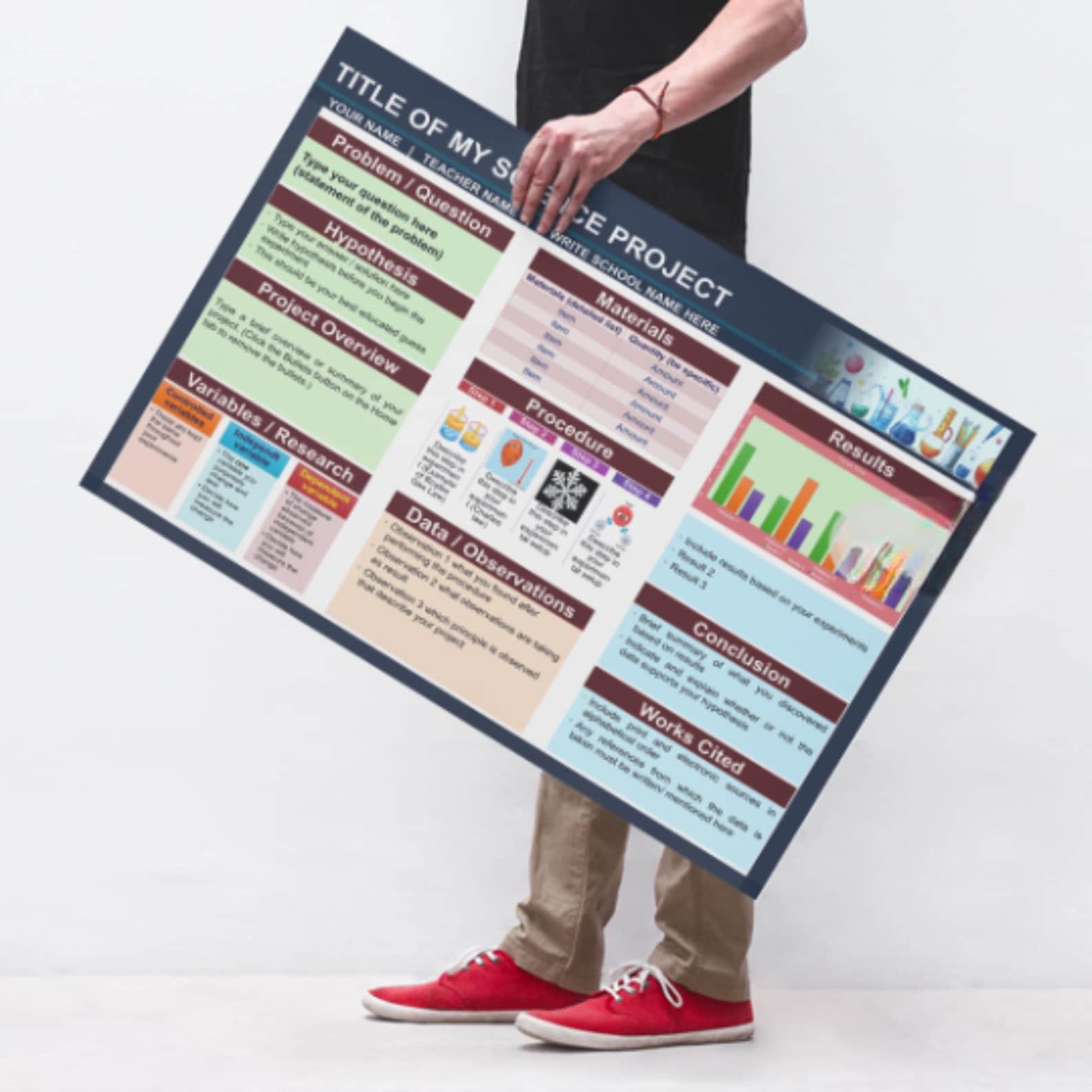 Science Fair Poster Template: Editable Powerpoint 48x36 STEM Research ...