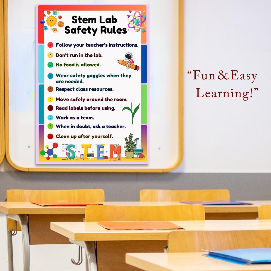 Lab Safety Rules Poster Set | Science Lab Safety Signs for Classroom ...