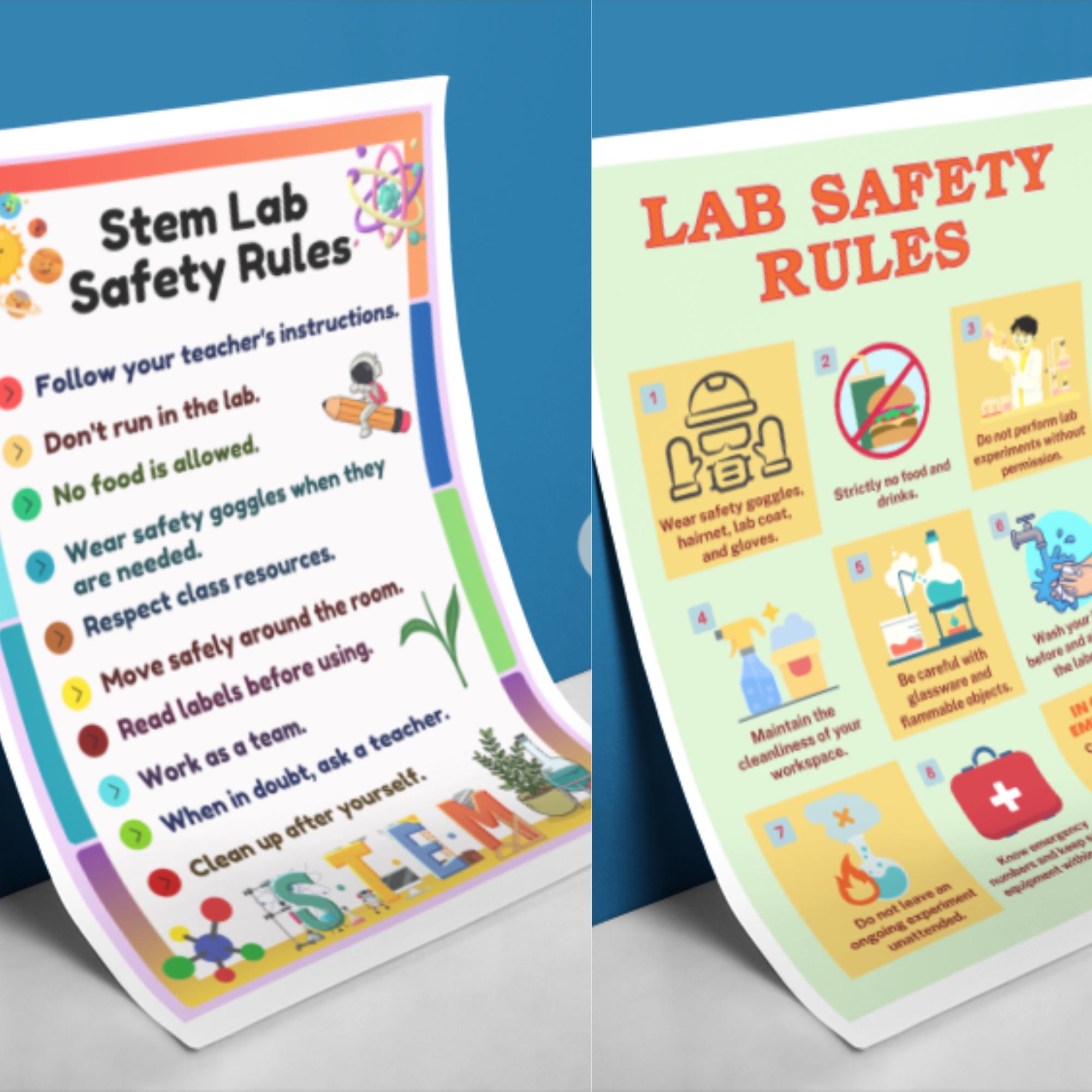 Lab Safety Rules Poster Set | Science Lab Safety Signs for Classroom ...