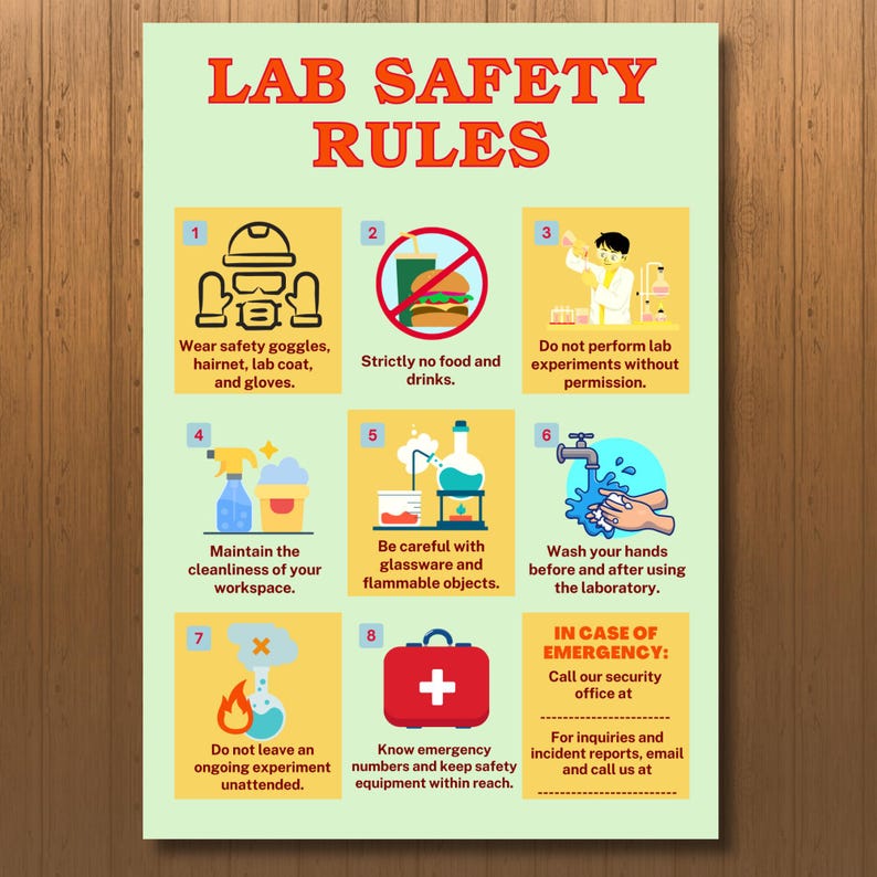 Lab Safety Rules Poster Set | Science Lab Safety Signs for Classroom ...