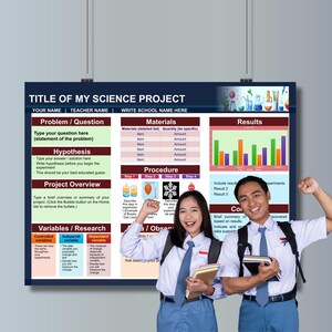 Science Fair Poster Template: Editable Powerpoint 48x36 STEM Research ...