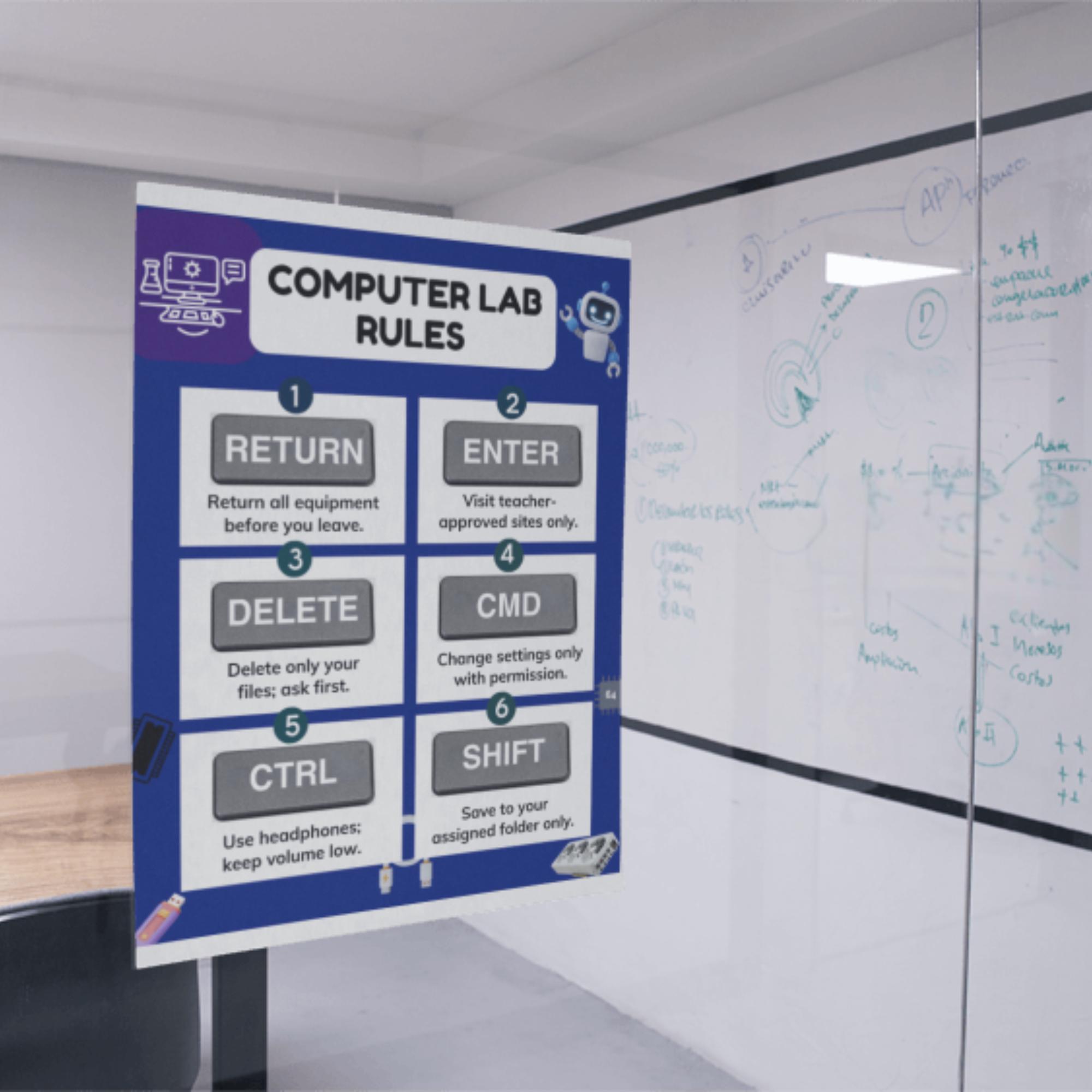 Computer Lab Rules Poster | Classroom Decor for Technology Class ...