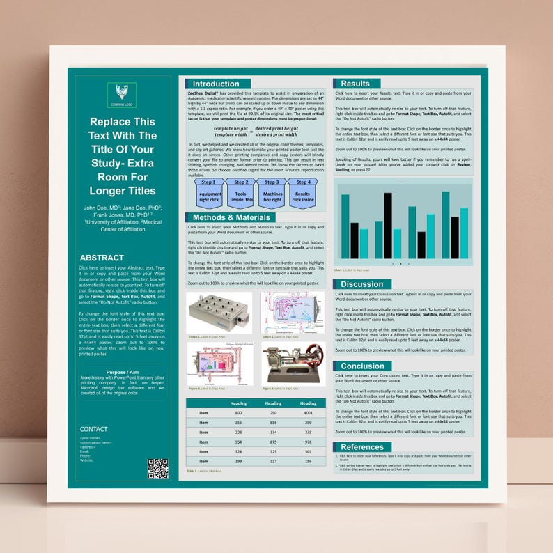 Editable Research Poster Template | 44x44 Square Powerpoint (PPTX) - Etsy