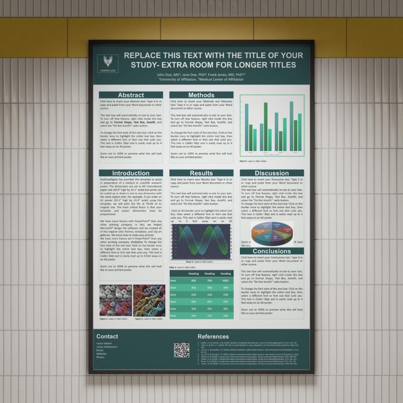 Research Poster Template | Editable Powerpoint A0 Portrait for Academic ...
