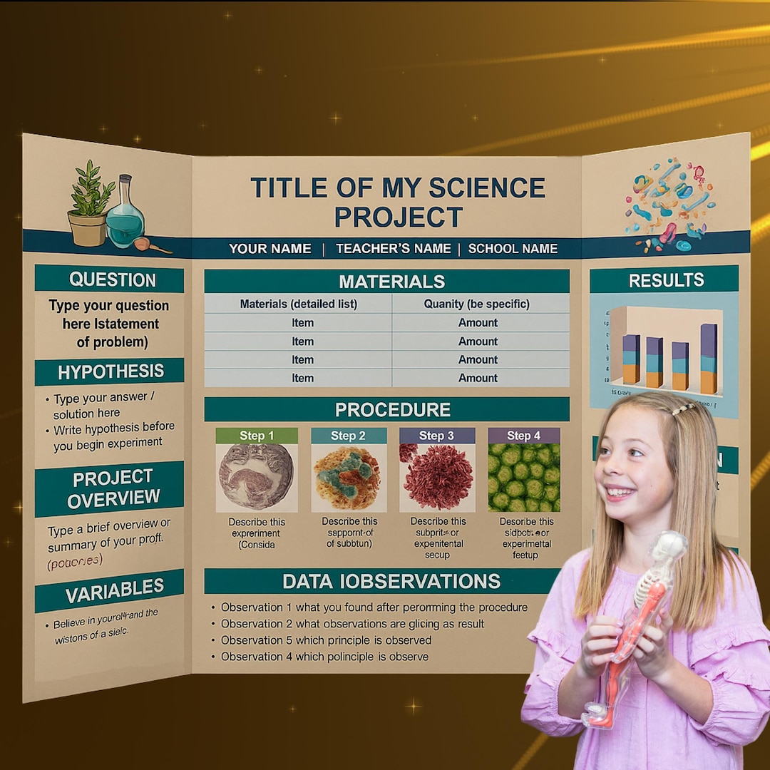 Science Fair Poster Template | A0 Editable Powerpoint PPT | Research ...