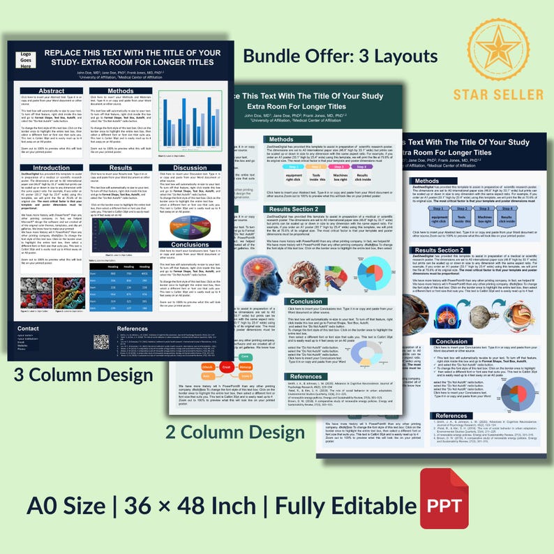 Research Poster Template | Editable Powerpoint for Academic, Scientific ...