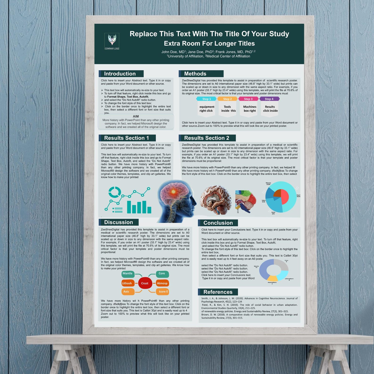 Research Poster Template A1 Portrait | Editable Powerpoint for Academic ...
