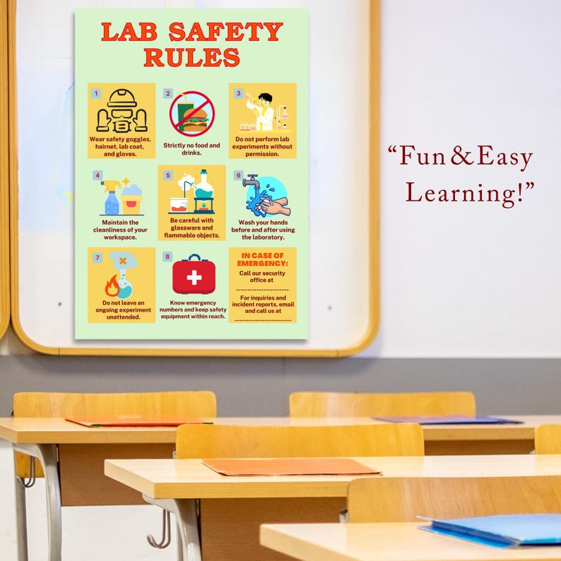 Lab Safety Rules Poster Set | Science Lab Safety Signs for Classroom ...
