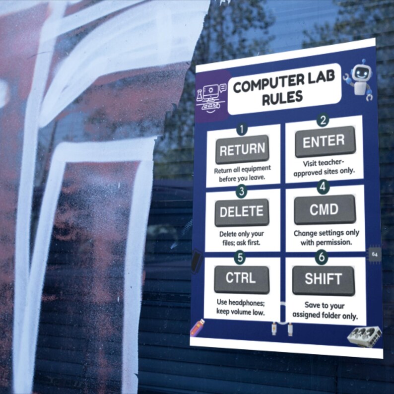 Computer Lab Rules Poster | Classroom Decor for Technology Class ...