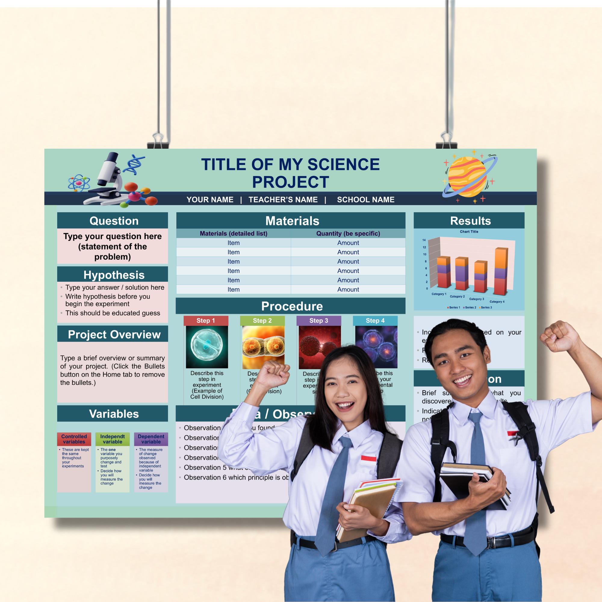 Science Fair Poster Template: Editable STEM Trifold Display (PPTX ...