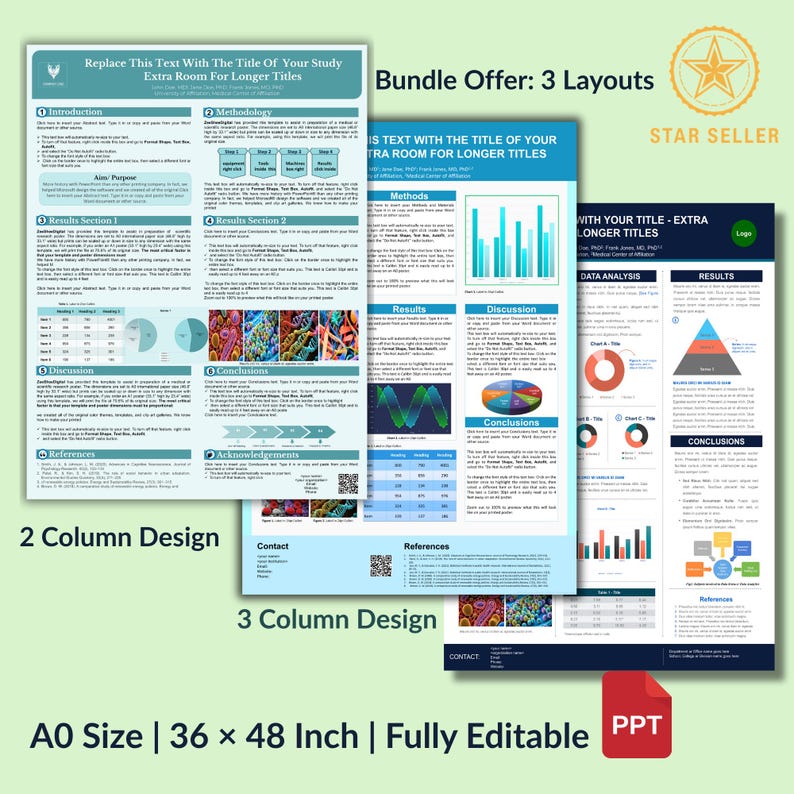Academic Research Poster Template | Editable Powerpoint for Scientific ...