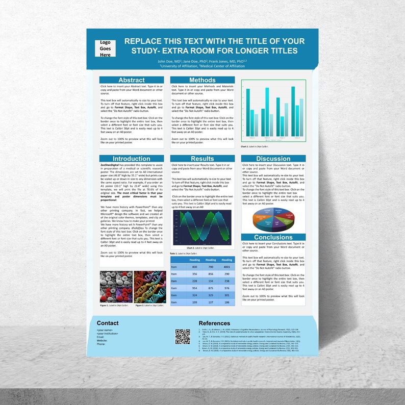 Powerpoint Research Poster Template | A0 Portrait | Abstract ...