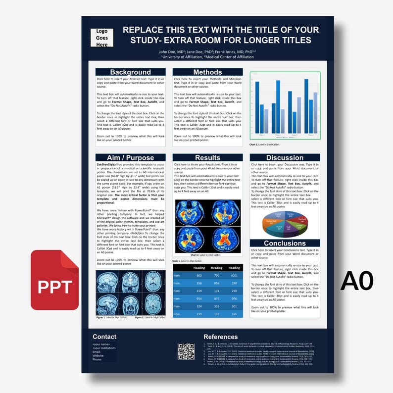 Academic Poster Template A0 Portrait | Editable Powerpoint for Research ...