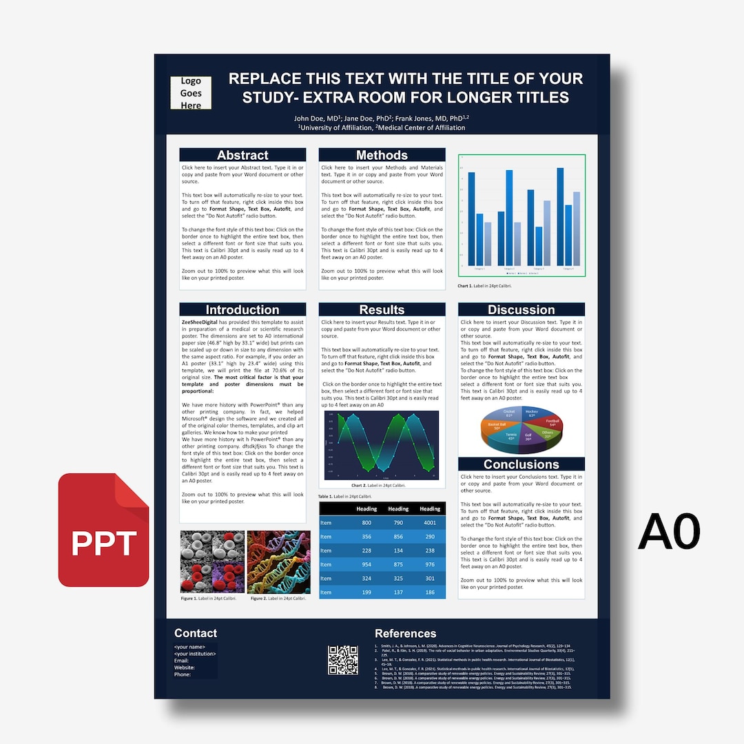 Powerpoint Research Poster Template A0 Portrait | Abstract Presentation ...