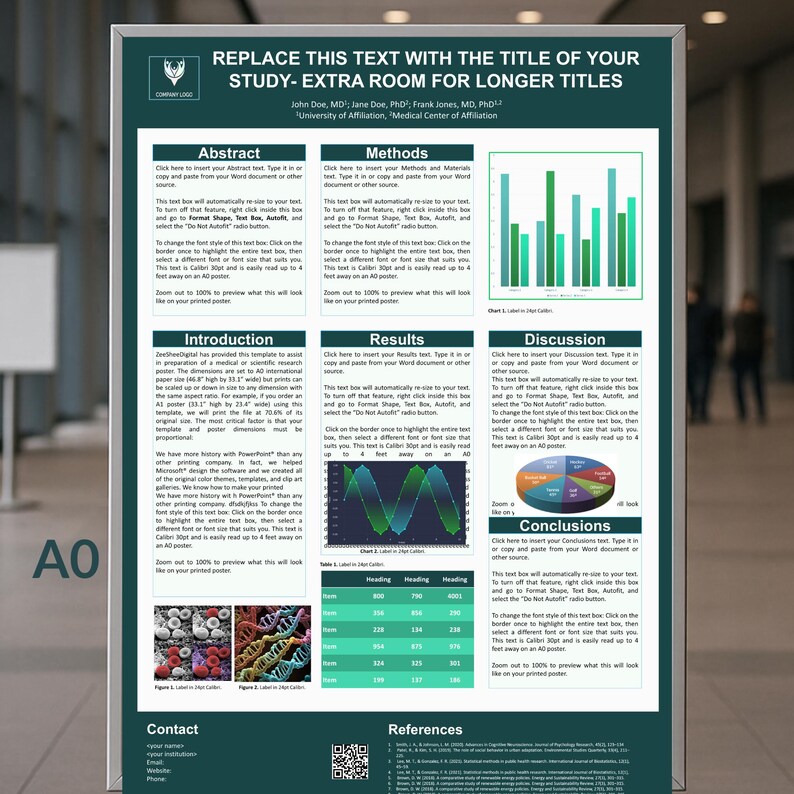Research Poster Template | Editable Powerpoint A0 Portrait for Academic ...