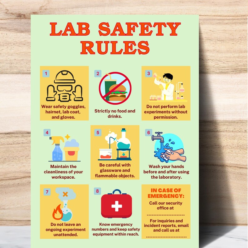 Lab Safety Rules Poster Set | Science Lab Safety Signs for Classroom ...