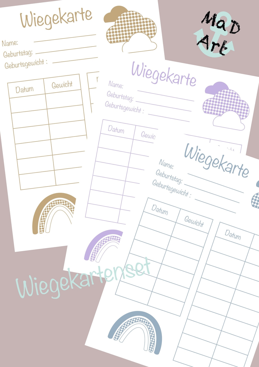 Weighing Card for Immediate Download and Printing, A4, 3 Files in ...