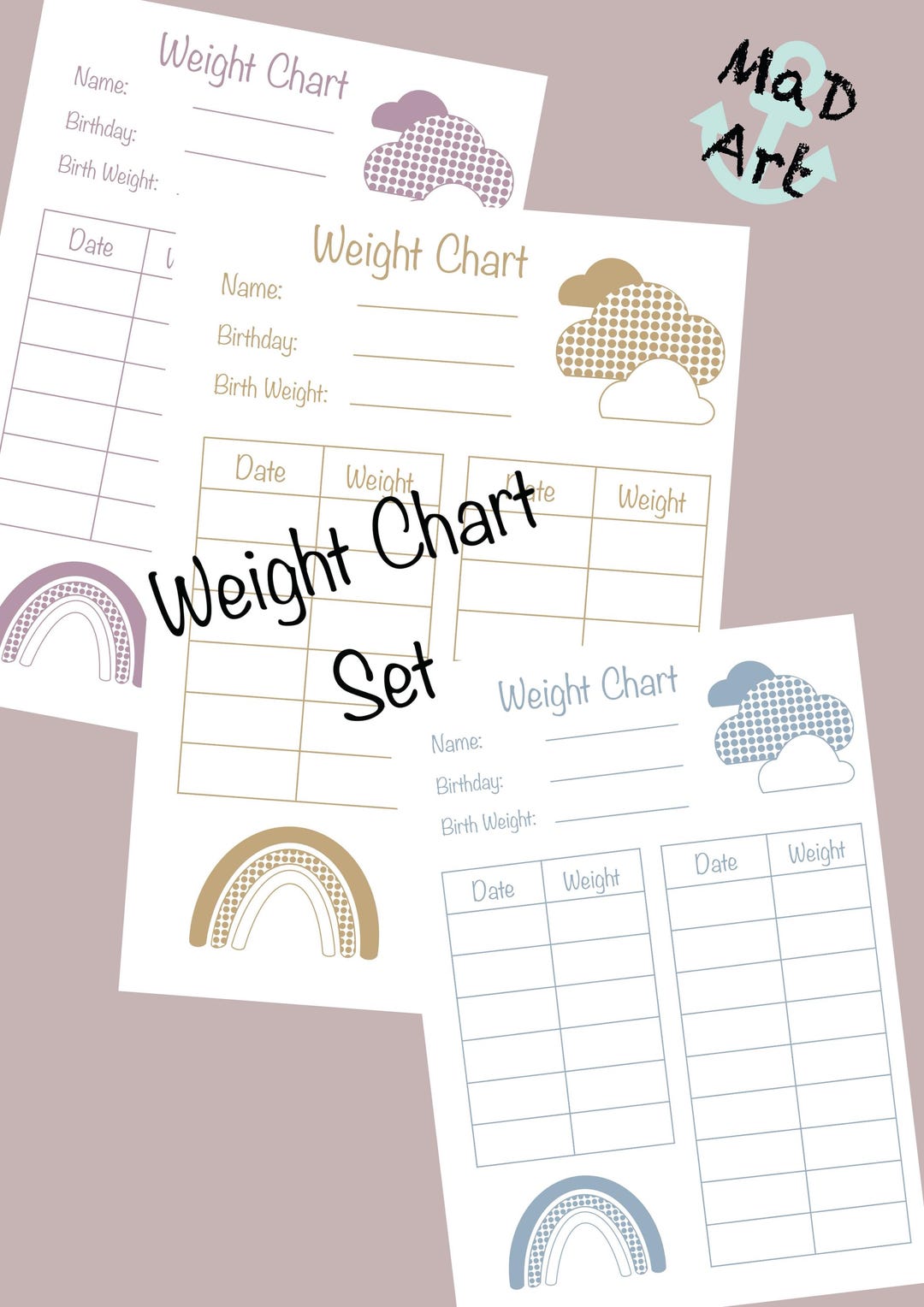 Weight Chart Baby, Weight Control Sheet, European A4 Size, Digital File ...