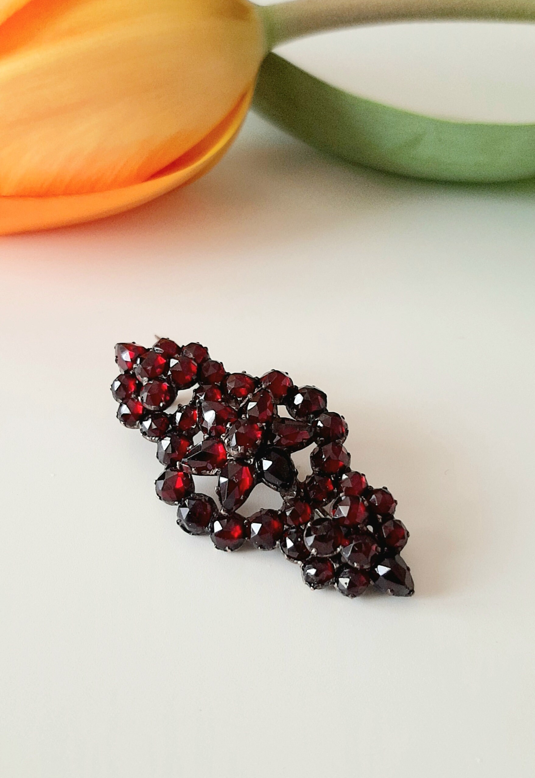 Rare, Bohemian Garnets Antique Brooch With Czech Pyrope Garnets ...