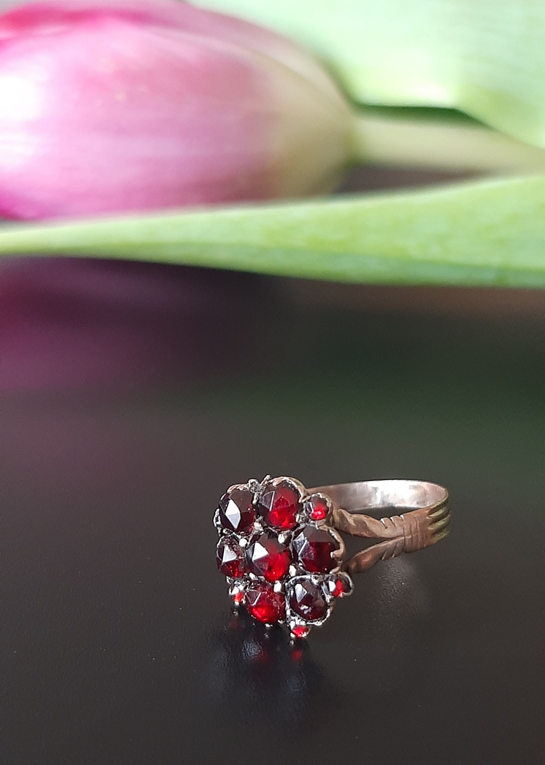 Antique Bohemian Garnet Ring, Tompac, Cute Rose, Victorian Jewelry ...
