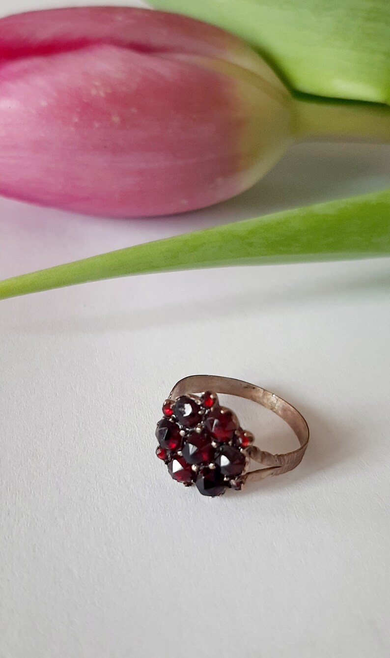 Antique Bohemian Garnet Ring, Tompac, Cute Rose, Victorian Jewelry ...