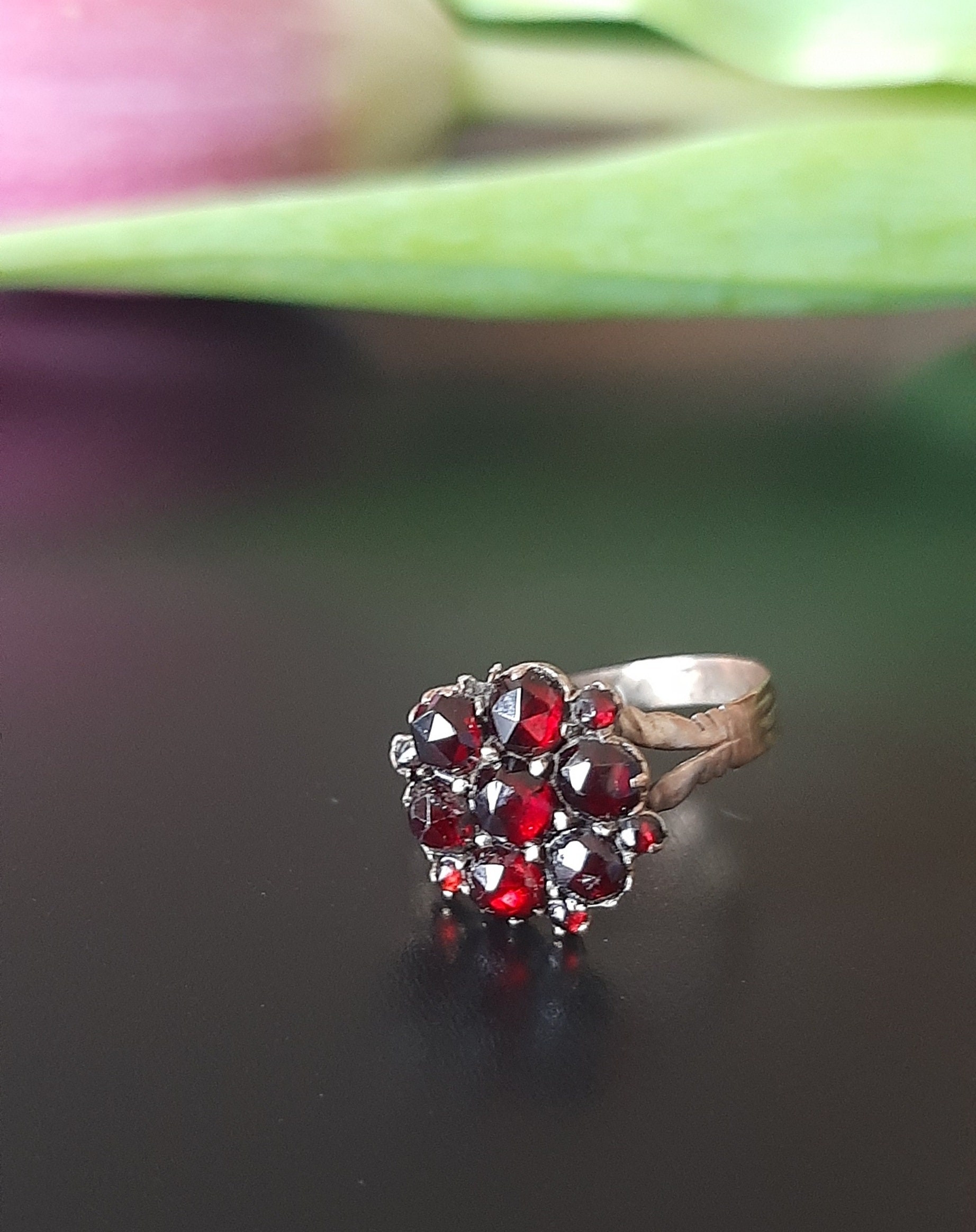Antique Bohemian Garnet Ring, Tompac, Cute Rose, Victorian Jewelry ...