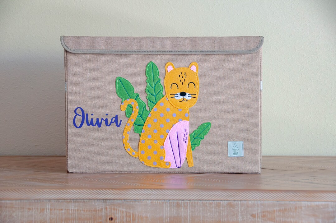 Jungle Jaguar PERSONALIZED Toy Box + Storage Box, Fabric Toy Box for ...