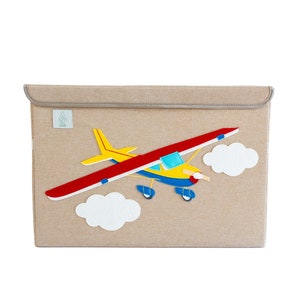PERSONALIZED Airplane Toy Box + Storage Box, Felt Appliquéd ...