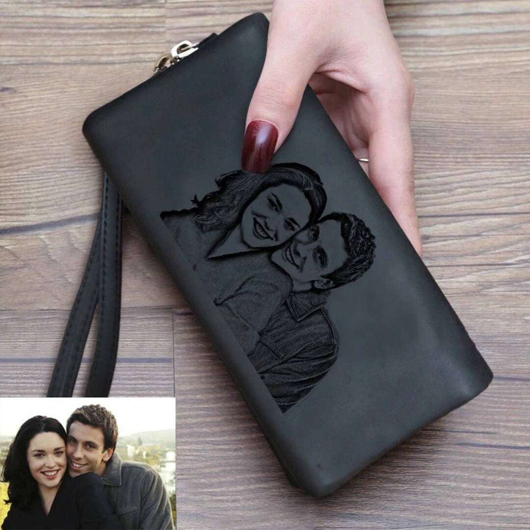 Picture Wallet High Capacity women Wallets Long Double Zipper Clutch ...