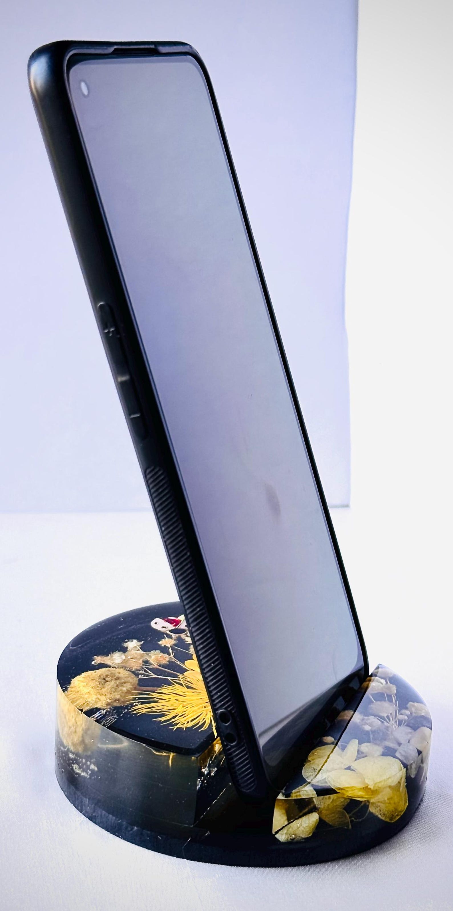 Floral Epoxy Resin Phone Stand, Handmade Desk Accessory - Etsy