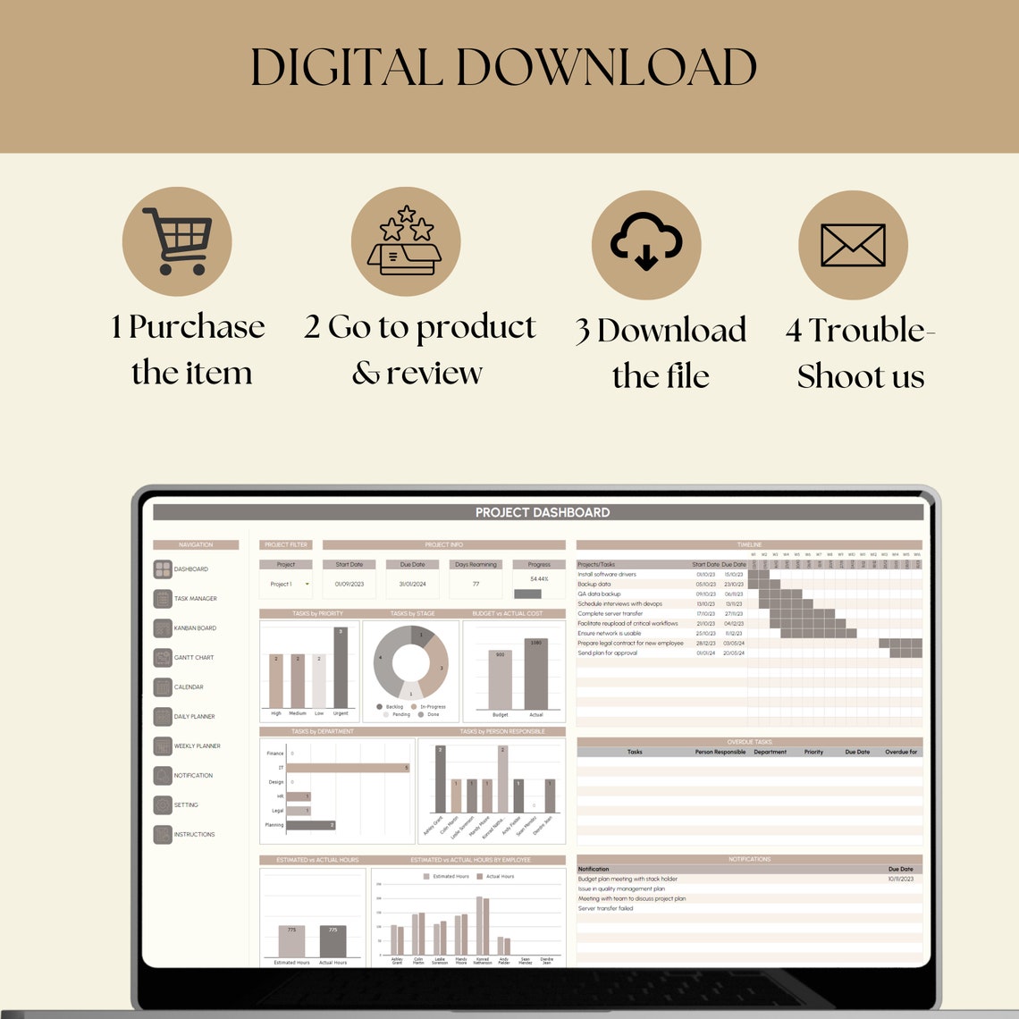 Project Management Template, Google Sheet Manage & Plan Projects Track ...