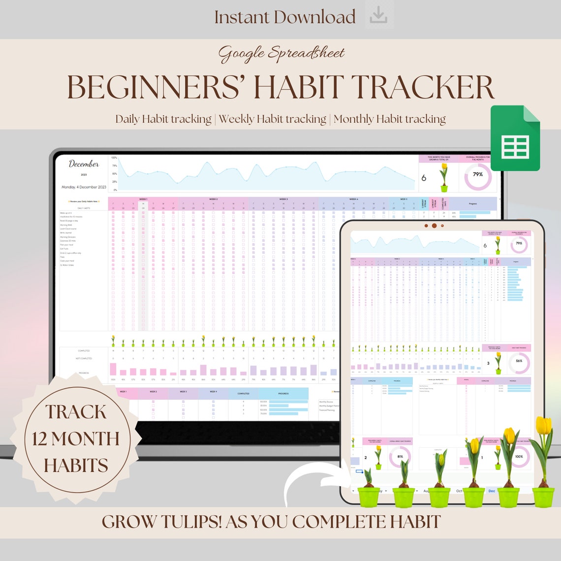 2023 & 2024 Habit Tracker Spreadsheet Google Sheets Template - Etsy