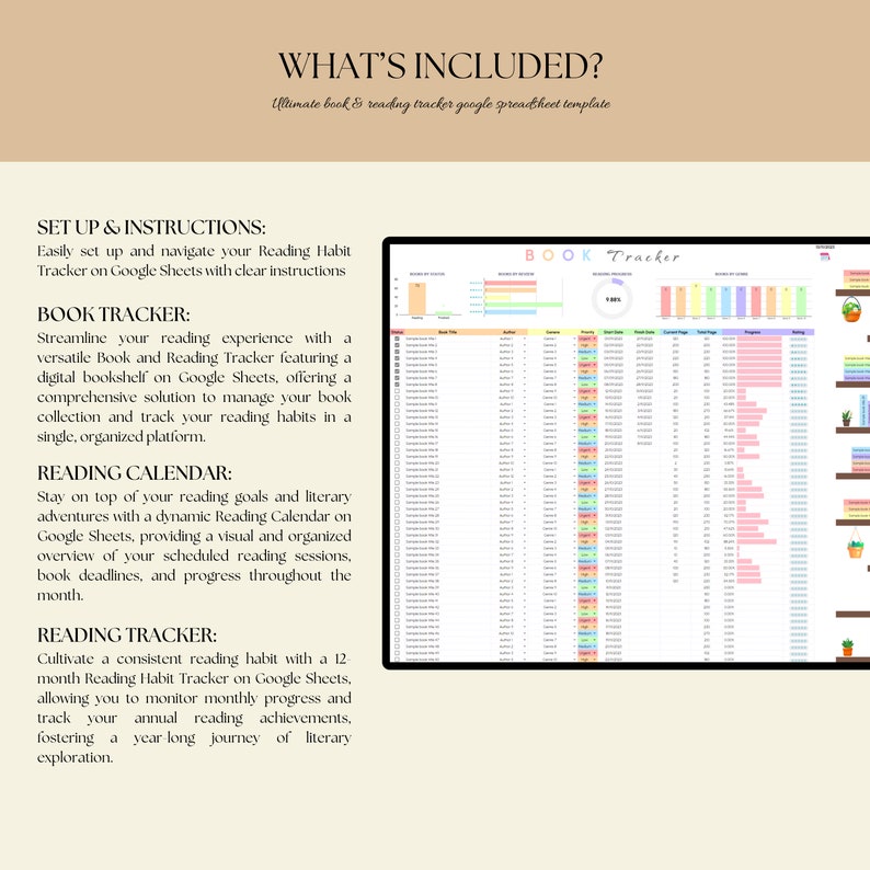 Digital Book Tracker: Reading Journal & Library (google Sheets Template ...