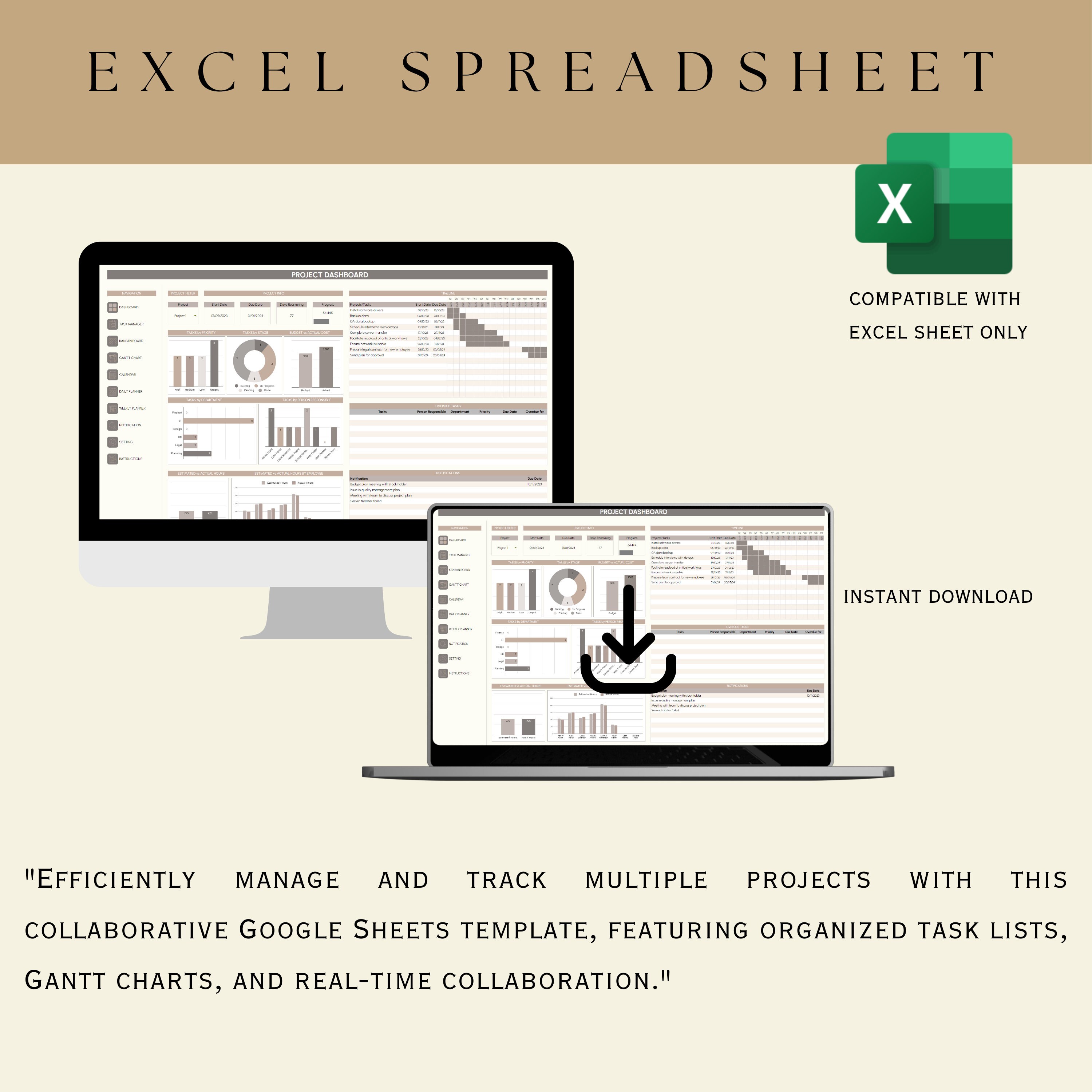 Excel Multi Project Management Tool Project Tracker Project Planner ...