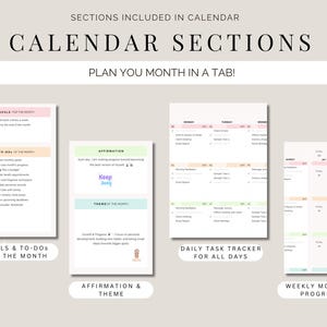 Excel Digital Calendar Google Sheets Template Monthly Task Planner ...