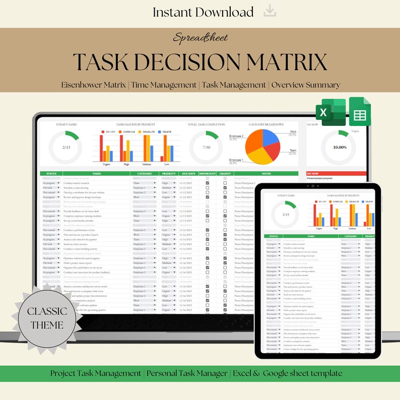 Task Priority Tracker: Eisenhower Matrix Excel Google - Etsy Task Priority Tracker: Eisenhower Matrix Excel Google - Etsy