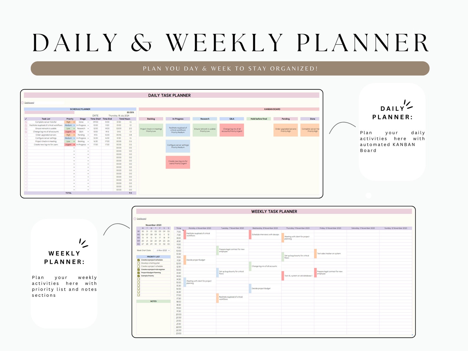 Project Management Google Sheet Task Planner Spreadsheet Template Gantt ...