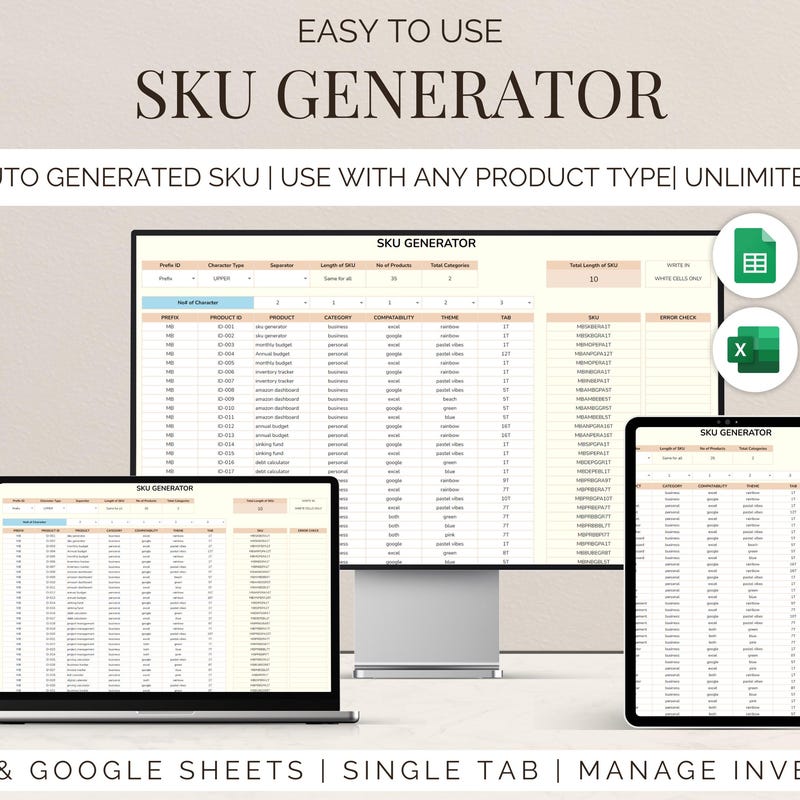 Excel Sheet E Commerce - Etsy