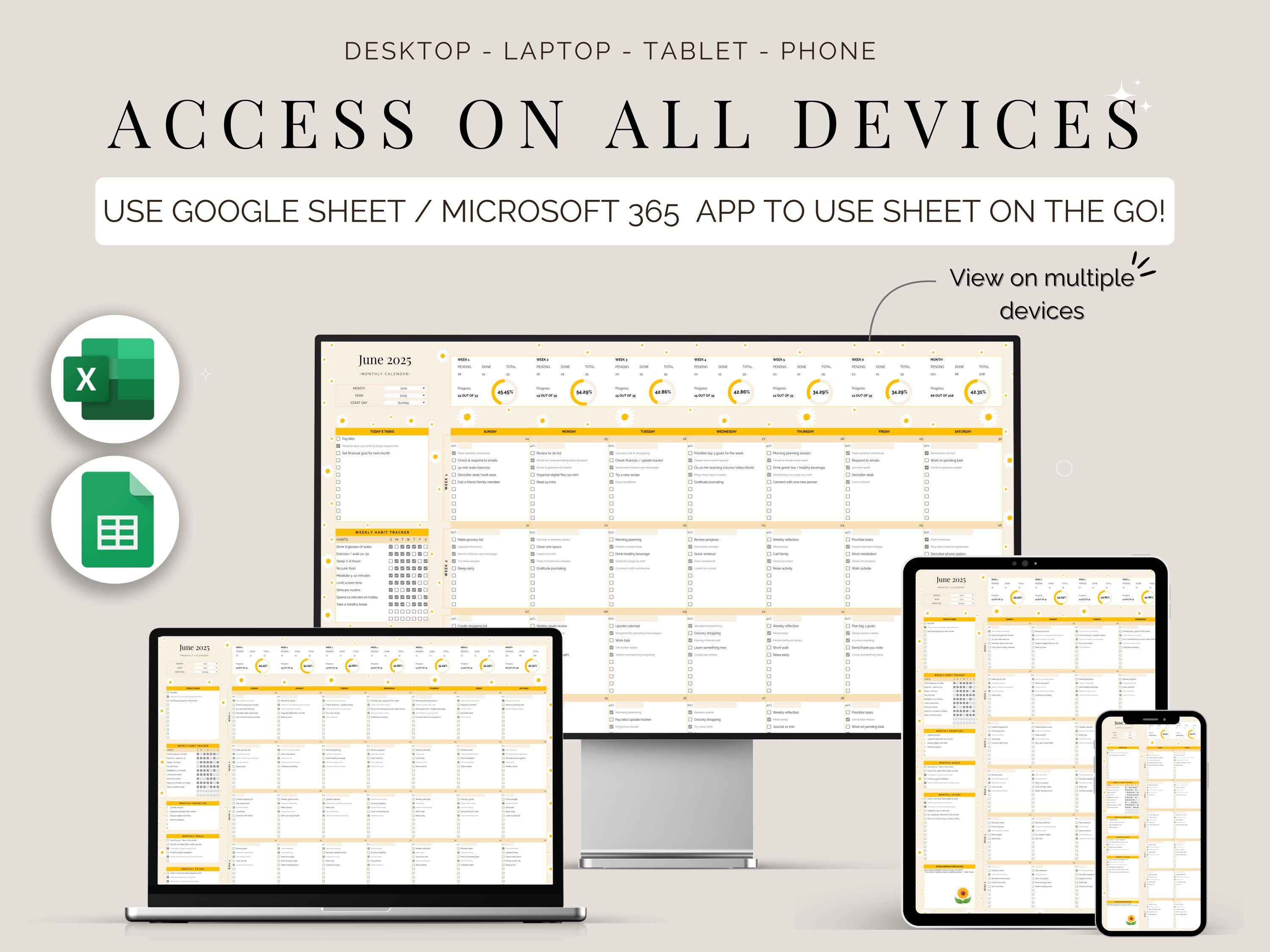 2026 Digital Calendar Template Google Sheets Planner Excel Spreadsheet ...