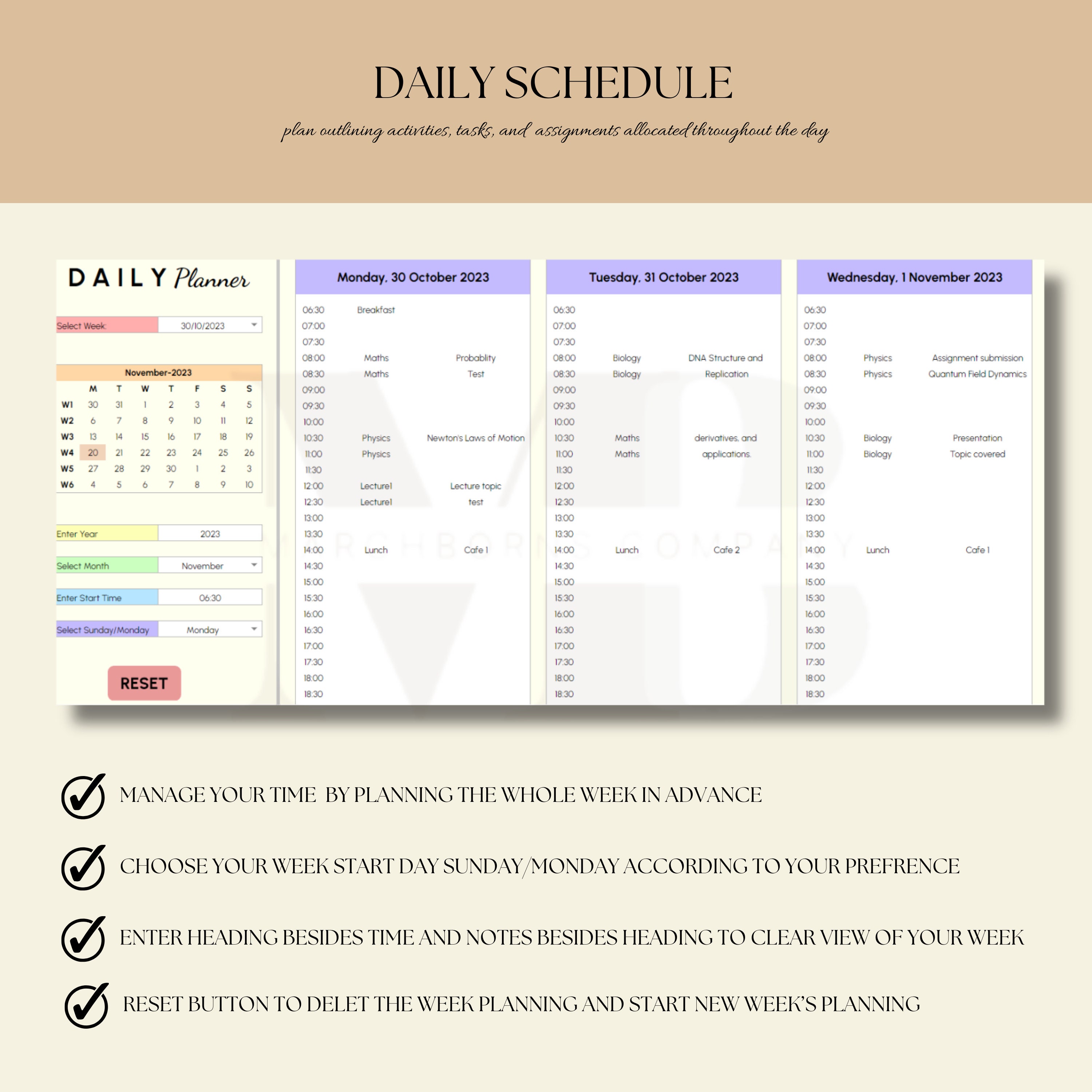 Student Planner & Assignment Tracker Google Sheets Excel College ...