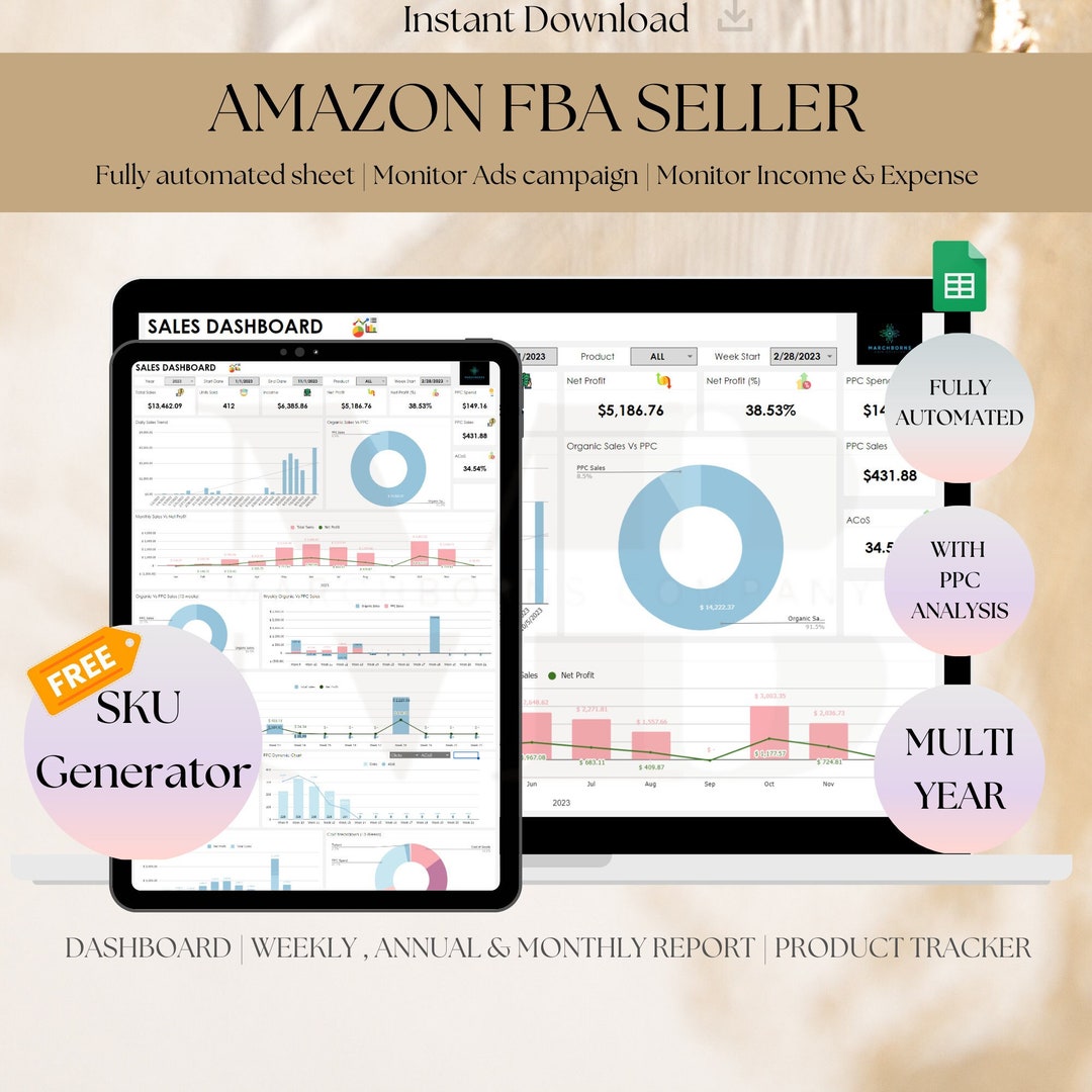 Amazon Seller FBA Google Spreadsheet Template With SKU Generator Business Tracking Growth Tool ...