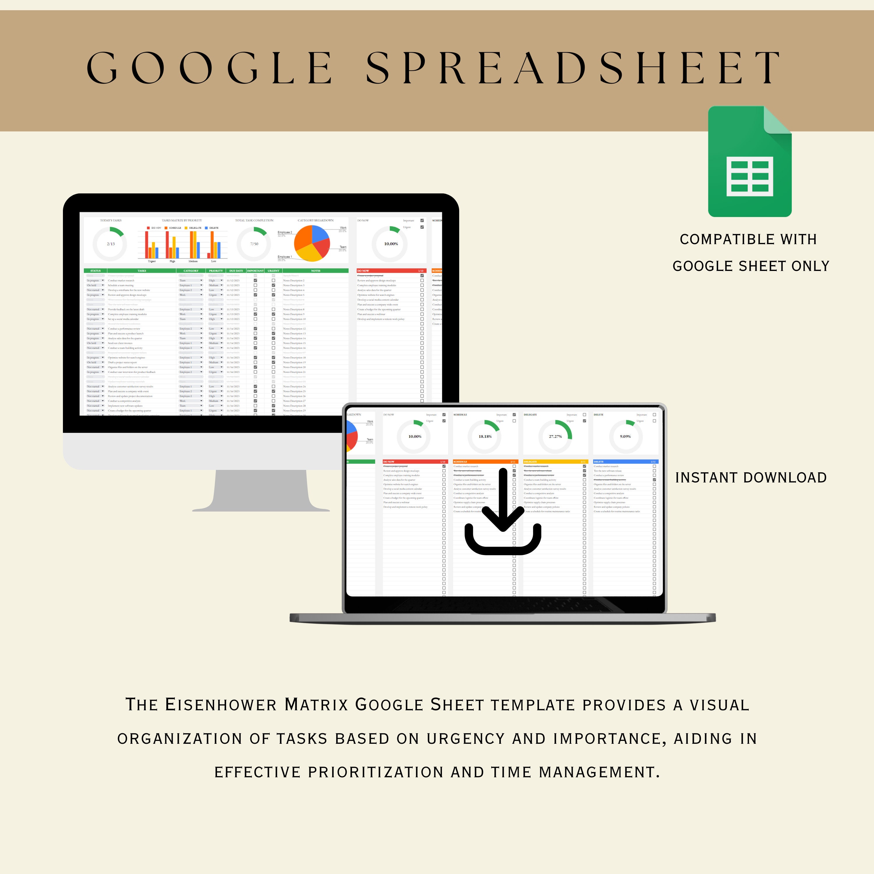 Eisenhower Decision Matrix Task Priority Planner Spreadsheet to Do List ...